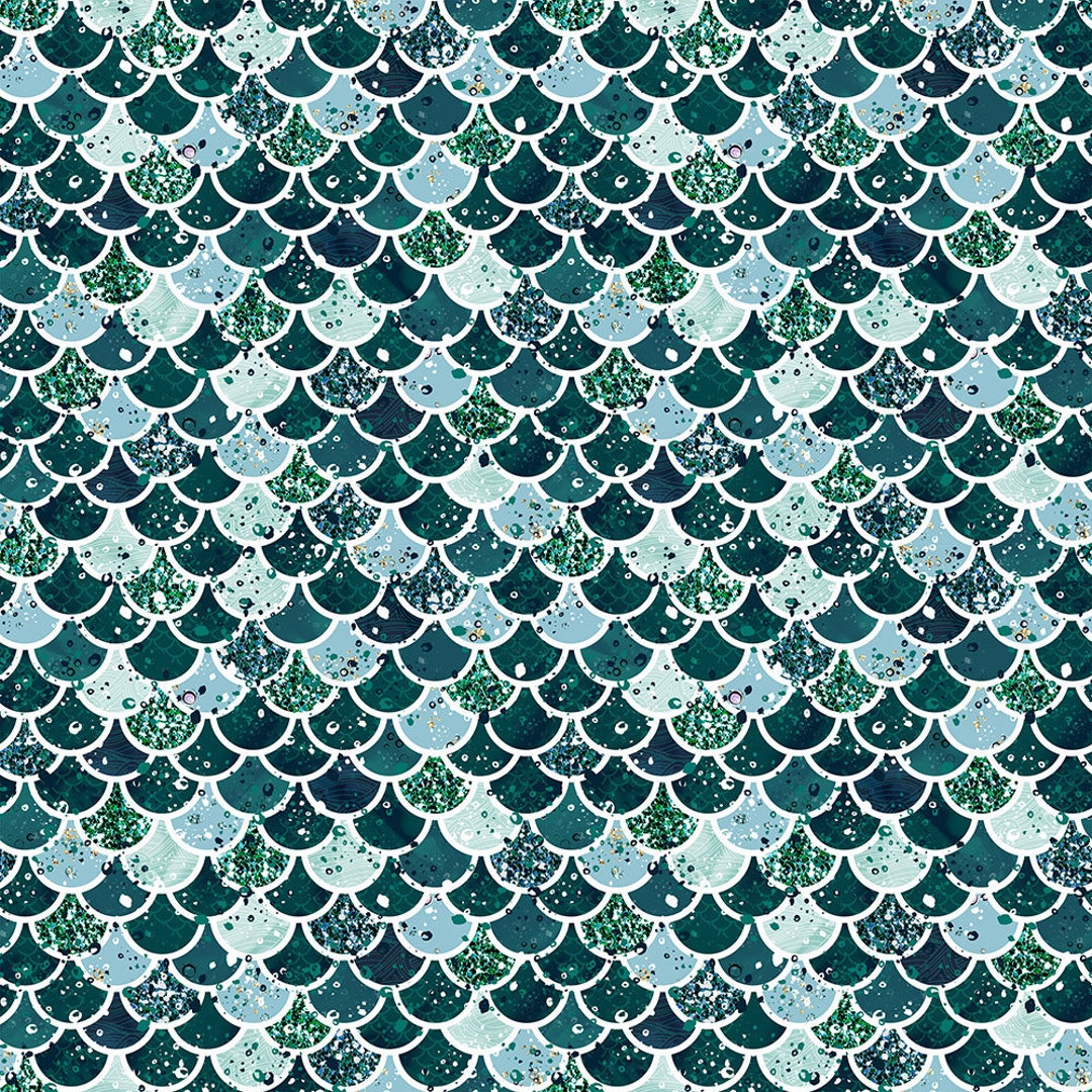 Mermaid Fabric, Mermaid Prints, Scales Fabric, Cotton Fabric, Knit ...