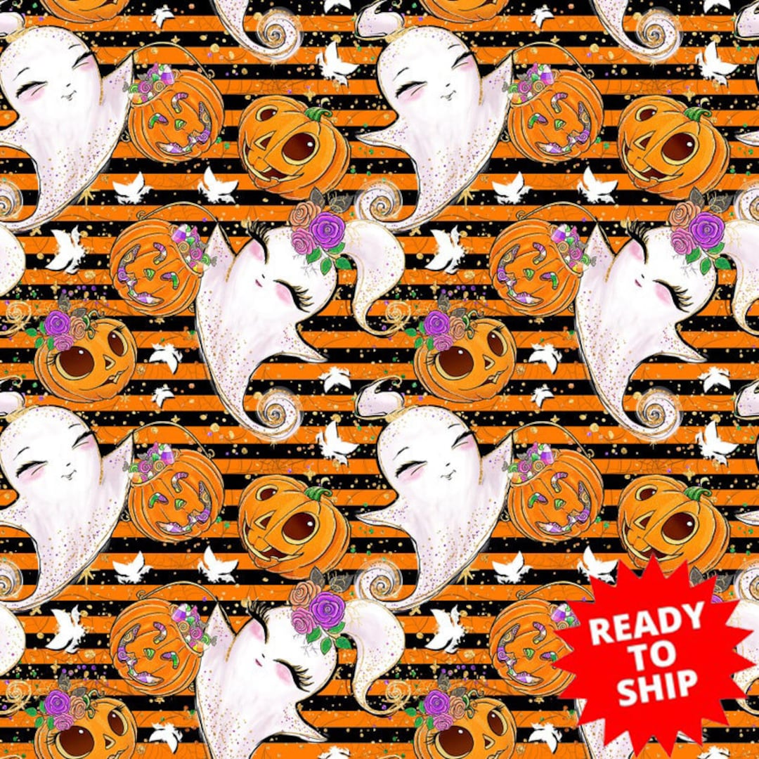 Halloween Ghost, Ghost Fabric, Knit Fabric, Cotton Fabric, Pumpkin ...