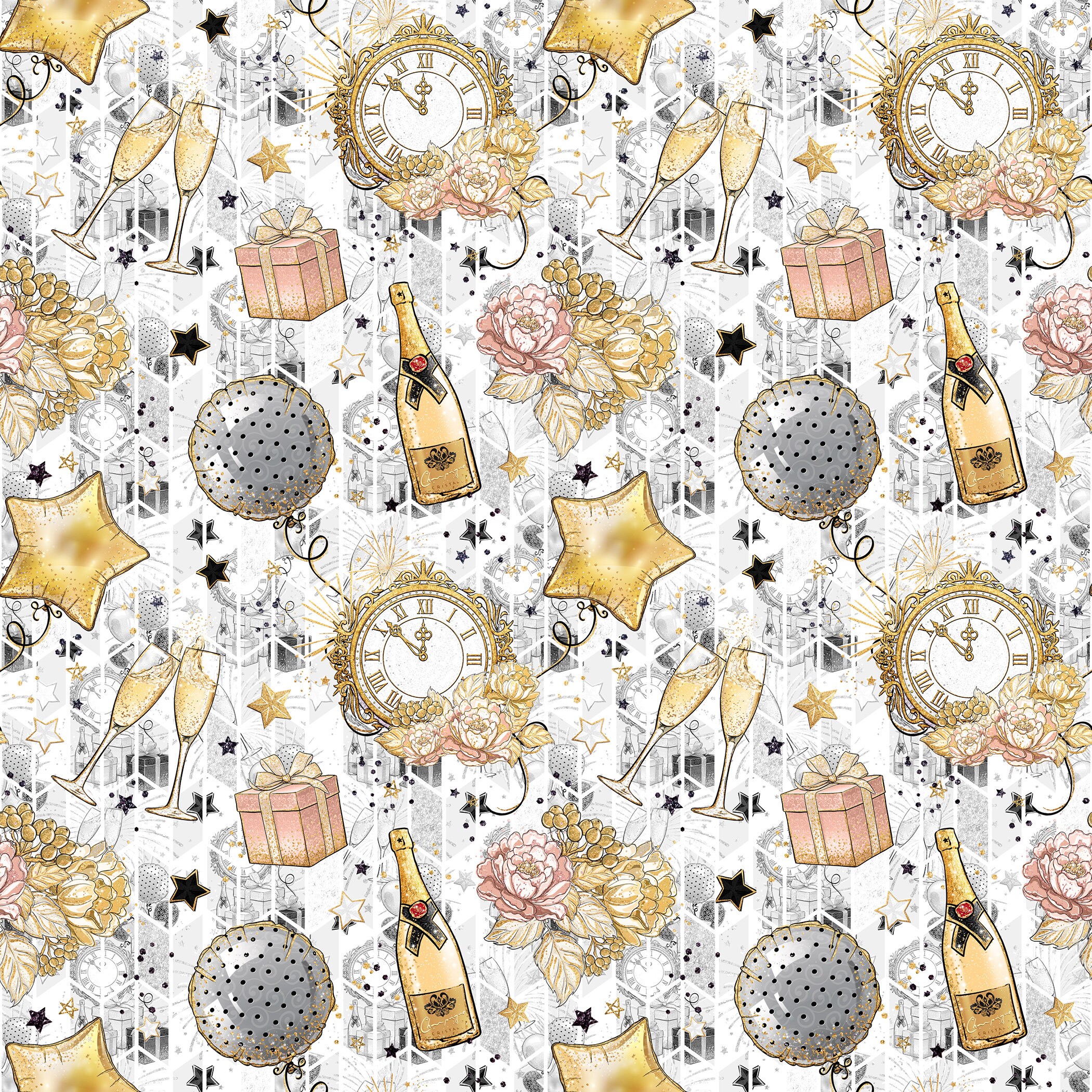 New Years Fabric, Celebration Fabric, New Year Party Fabric, Party ...