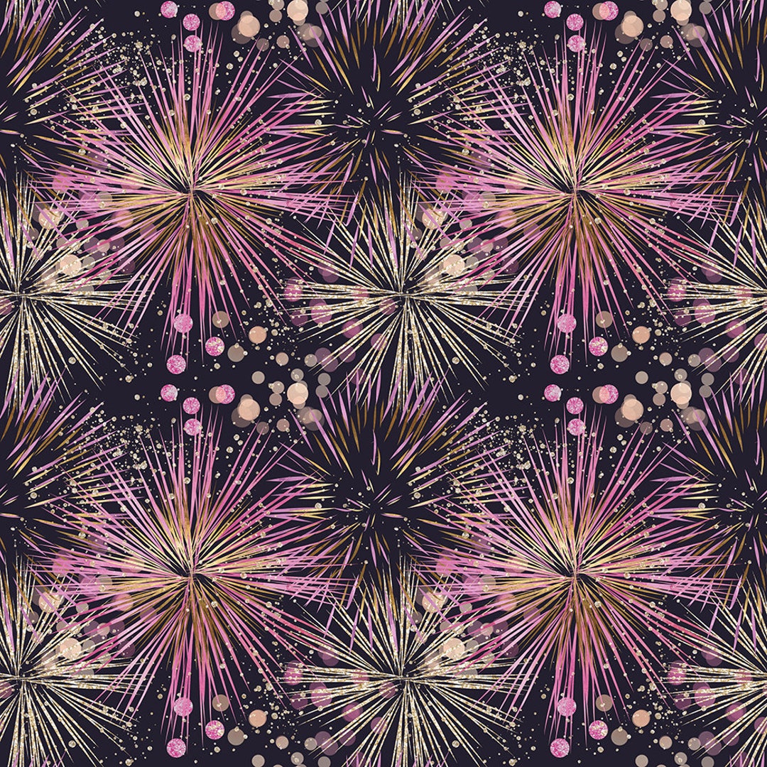 S292 New Years Fabric, Fireworks Fabric, New Year Party Fabric, Balloon ...