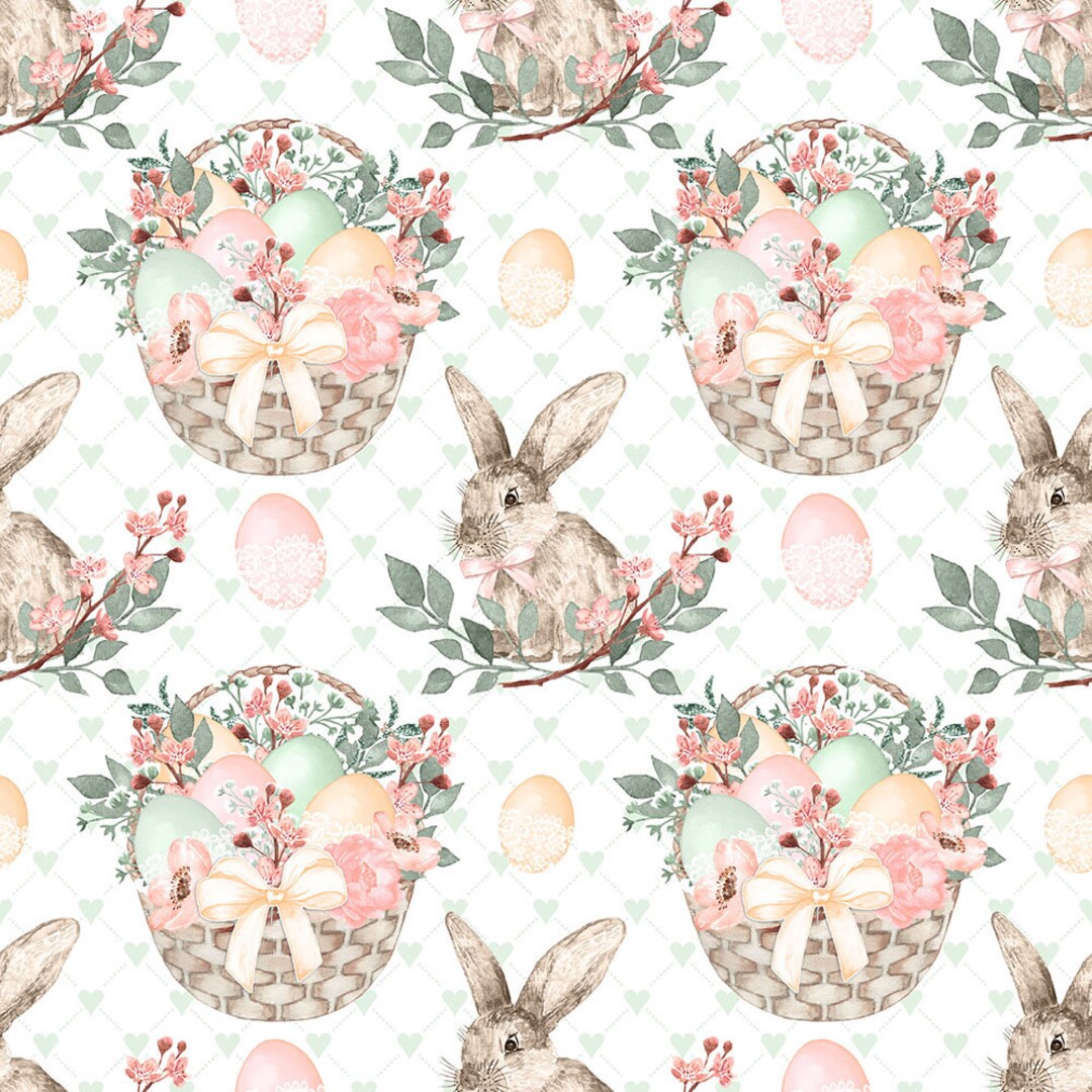 Easter Fabric, Easter Floral, Cotton Fabric, Knit Fabric, Fabric by the ...
