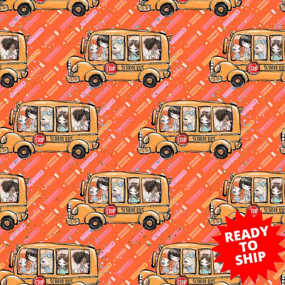 School Fabric School Bus Fabric School Supplies Fabric - Etsy
