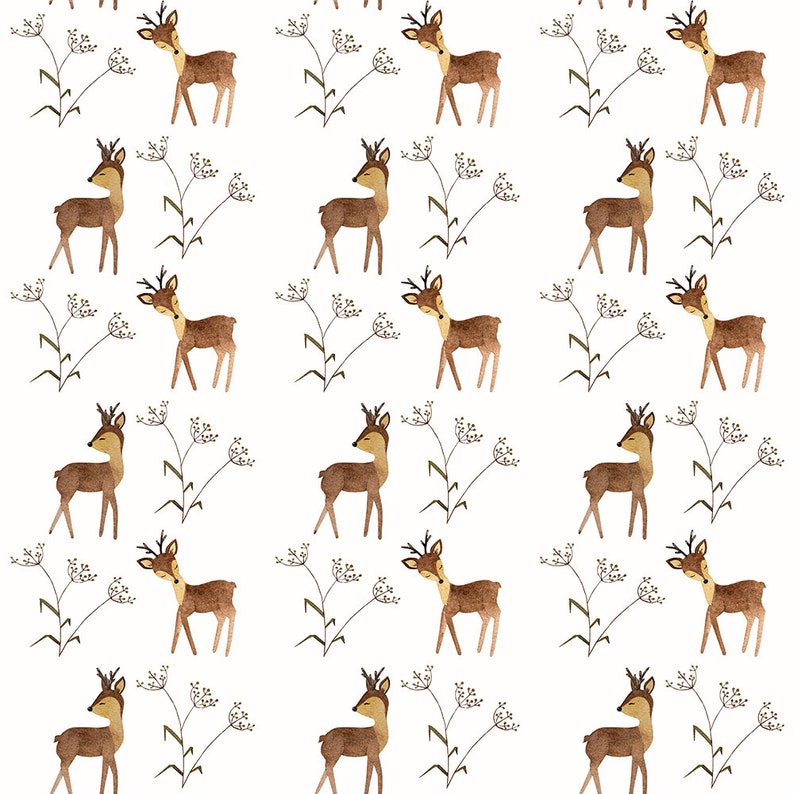 S96 Woodland Fabric Deer Fabric Cotton Fabric Floral Fabric - Etsy