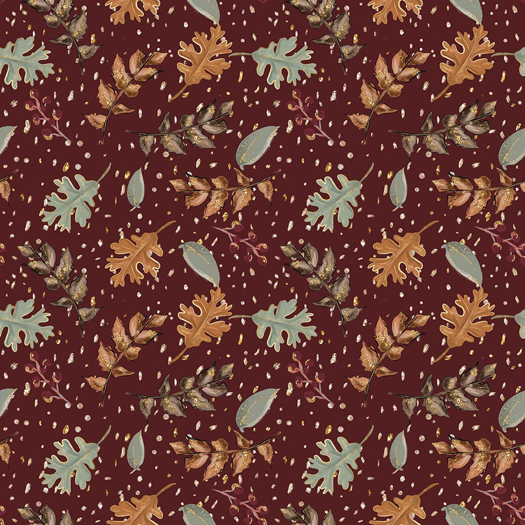 Autumn Fabric Leaf Fabric Seasonal Fabric Cotton Fabric Knit - Etsy