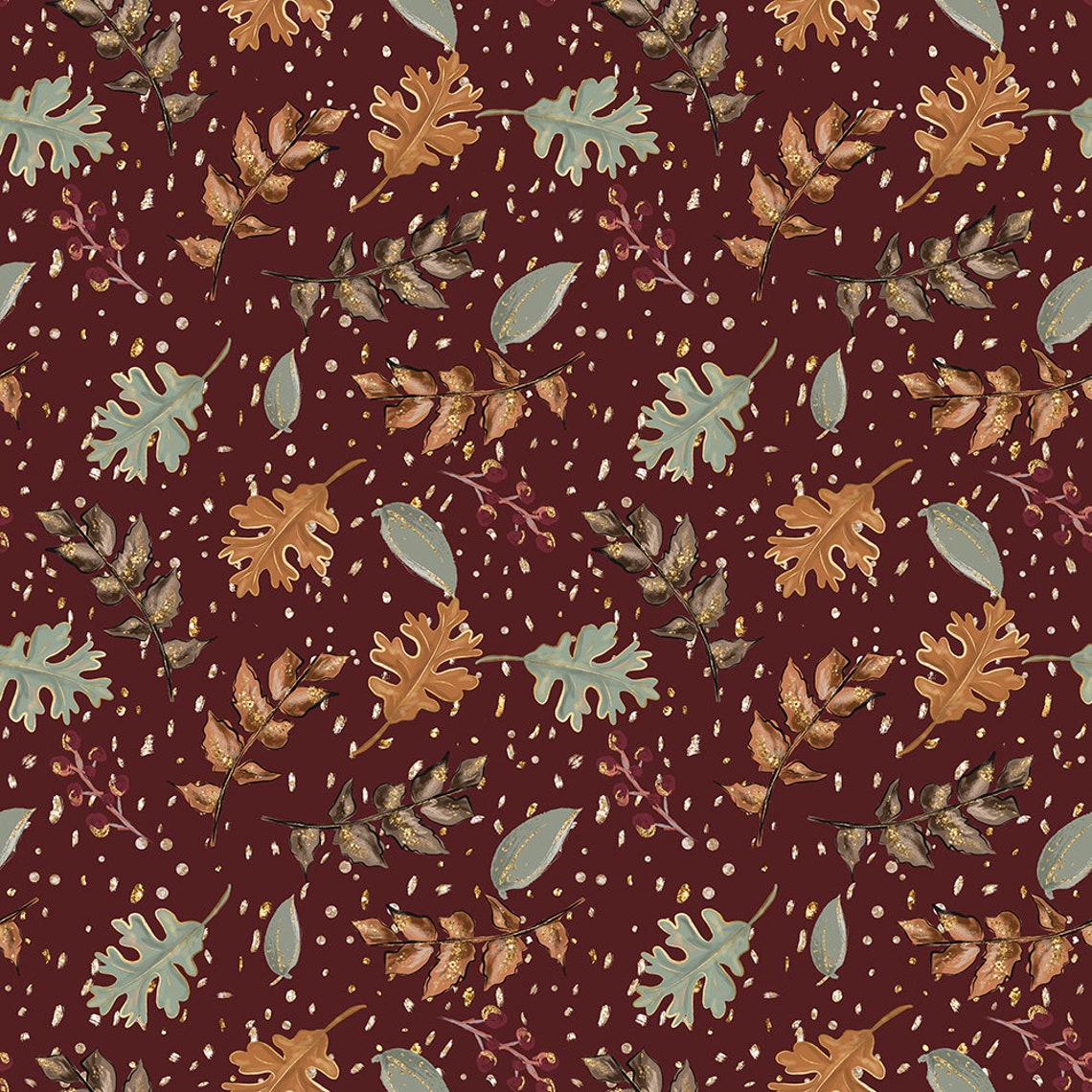 Autumn Fabric Leaf Fabric Seasonal Fabric Cotton Fabric Knit Fabric ...