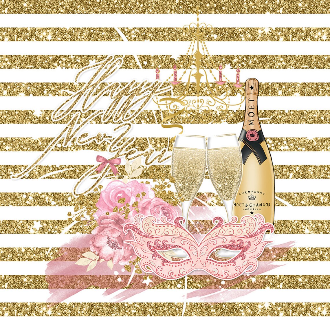 New Years Fabric, Celebration Fabric, New Year Party Fabric, Party ...