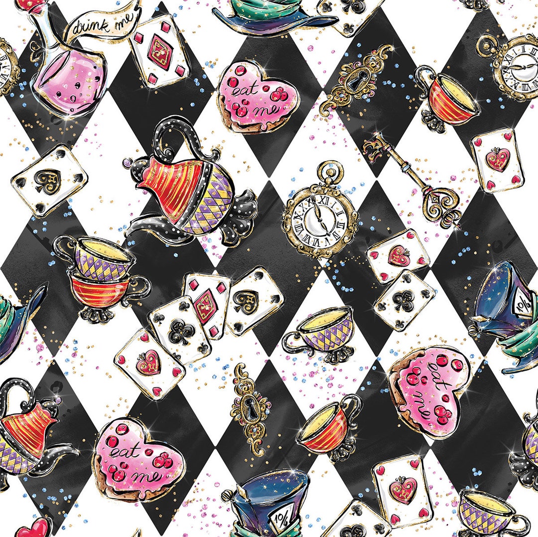 Alice Fabric, Alice Wonderland, Rabbit Fabric, Mad Hatter, White Rabbit ...