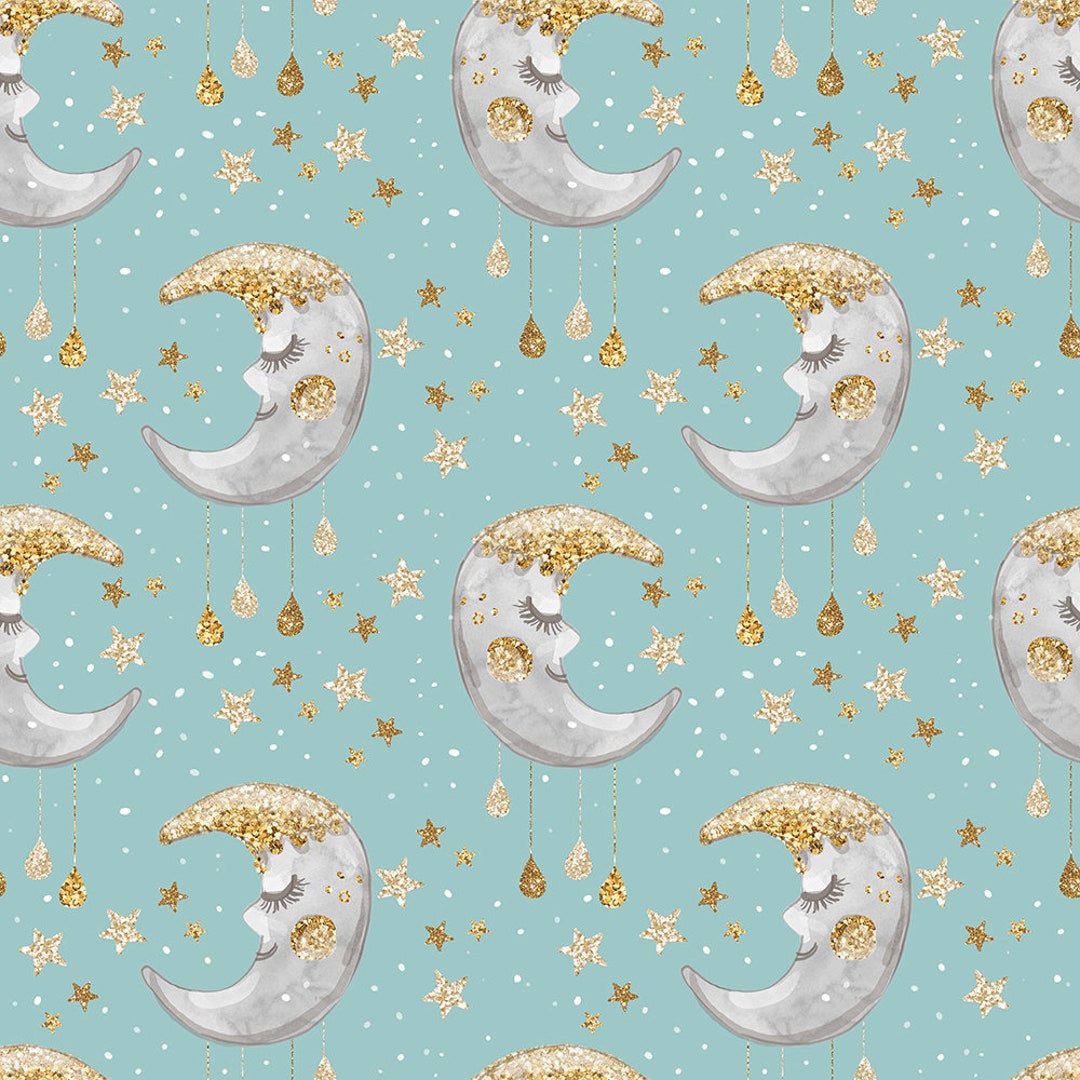 Moon Fabric- Cloud Fabric- Star Fabric- Cotton Fabric- Knit Fabric ...
