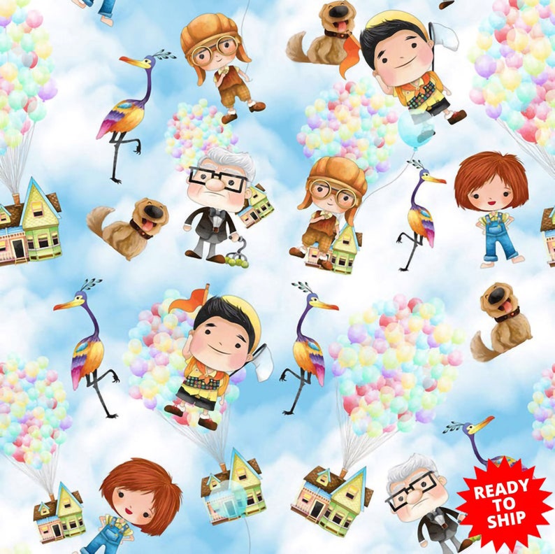 Up Fabric Cloud Print Cotton Poplin Wrinkle Free Fabric | Etsy