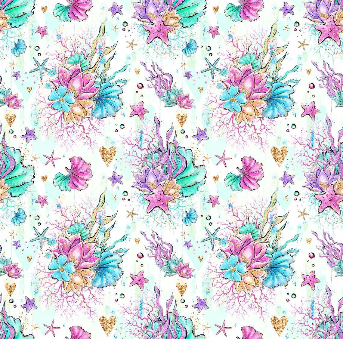 Mermaid Fabric Shells Fabirc Knit Fabric Cotton Fabric - Etsy