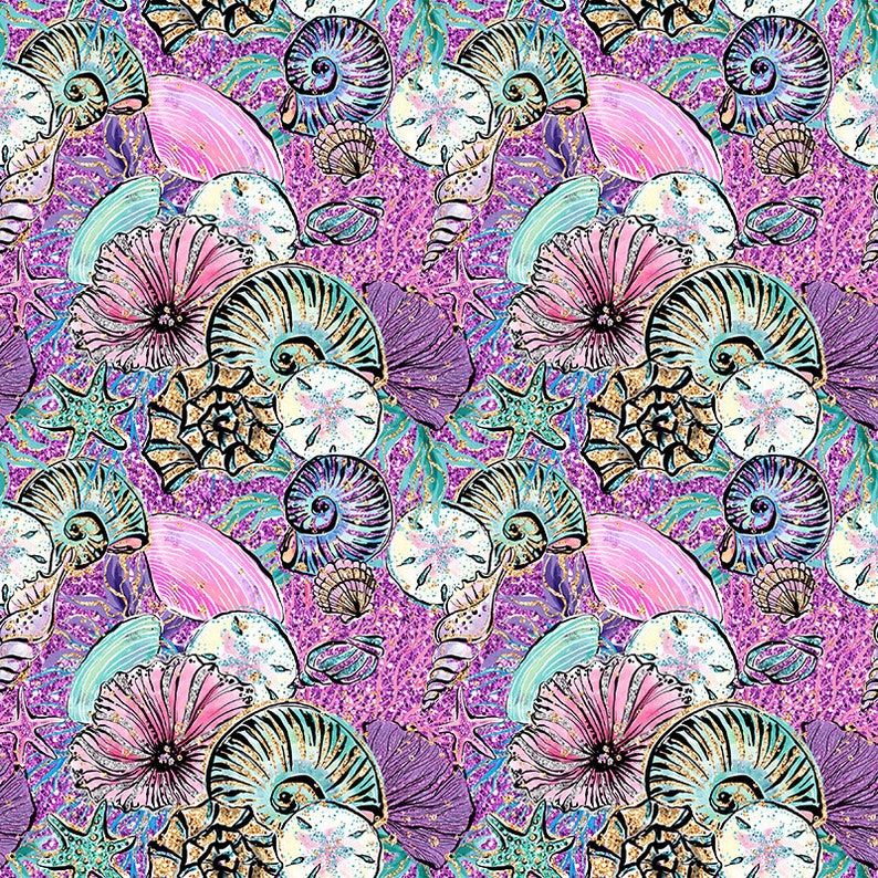 Mermaid Fabric Ocean Fabric Shell Fabric Cotton Fabric | Etsy