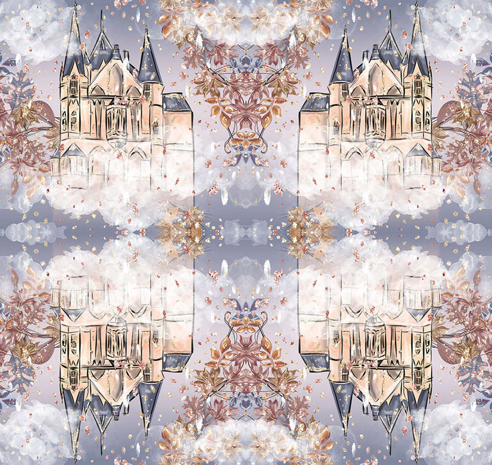 Castle Fabric Winter Fabric princess Castle Fabric Knit - Etsy