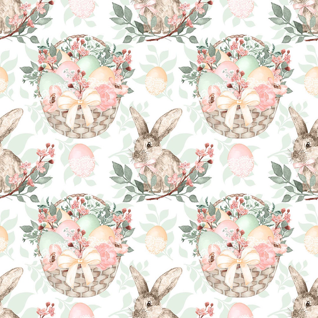 Easter Fabric, Easter Floral, Cotton Fabric, Knit Fabric, Fabric by the ...