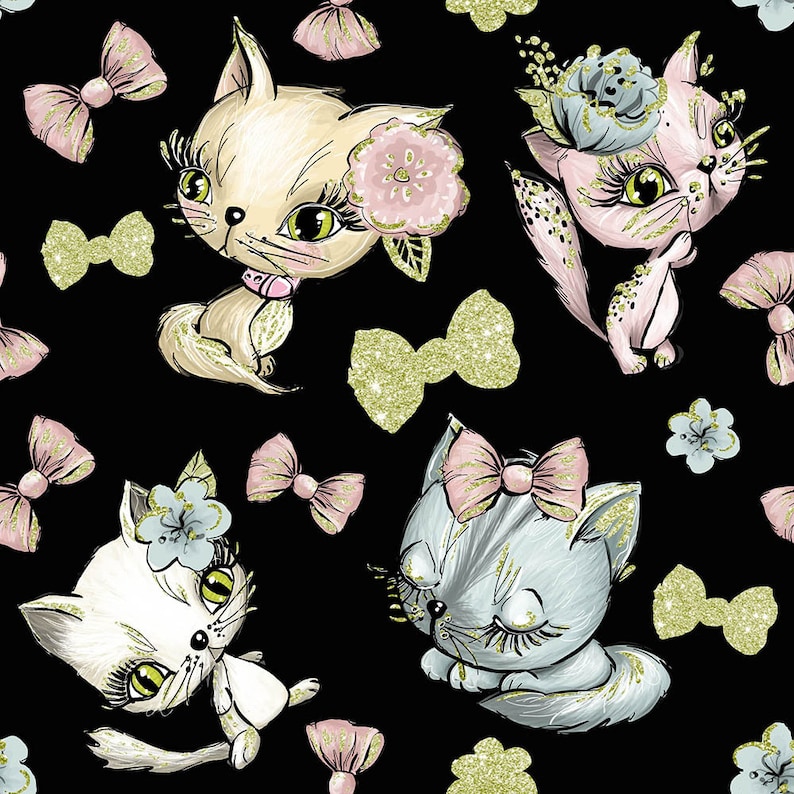 Cat Fabric Animal Fabric Cotton by the Yard Floral Fabric - Etsy