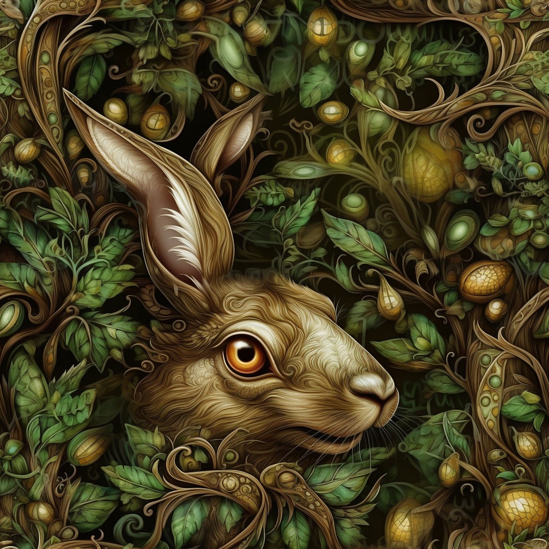 Rabbit Fabric, Hidden Rabbit, Hiding Rabbit, Bush Rabbit, Cotton by the ...