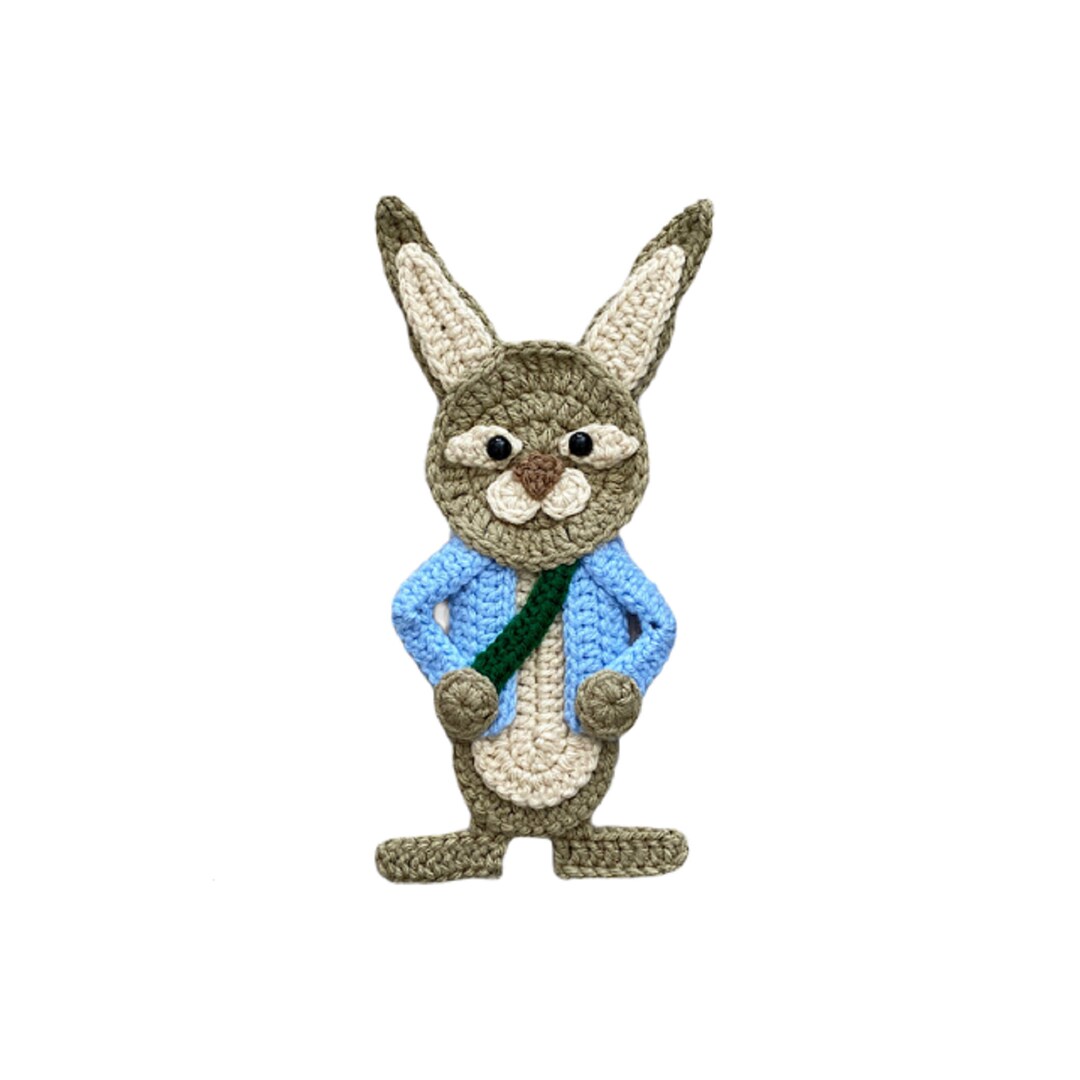 Peter Rabbit Crochet Applique, Pre-made Animal Applique, Crochet ...