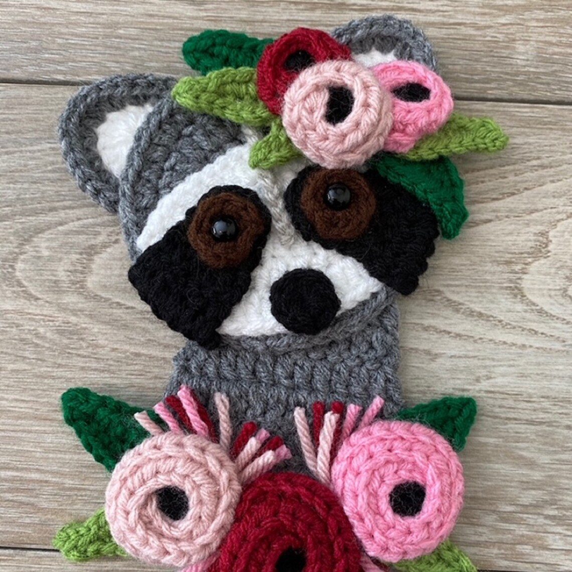 Boho Raccoon Crochet Applique Pre-made Animal Applique - Etsy