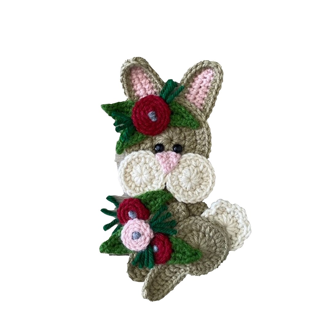 Boho Bunny Rabbit Crochet Applique, Pre-made Animal Applique, Crochet ...