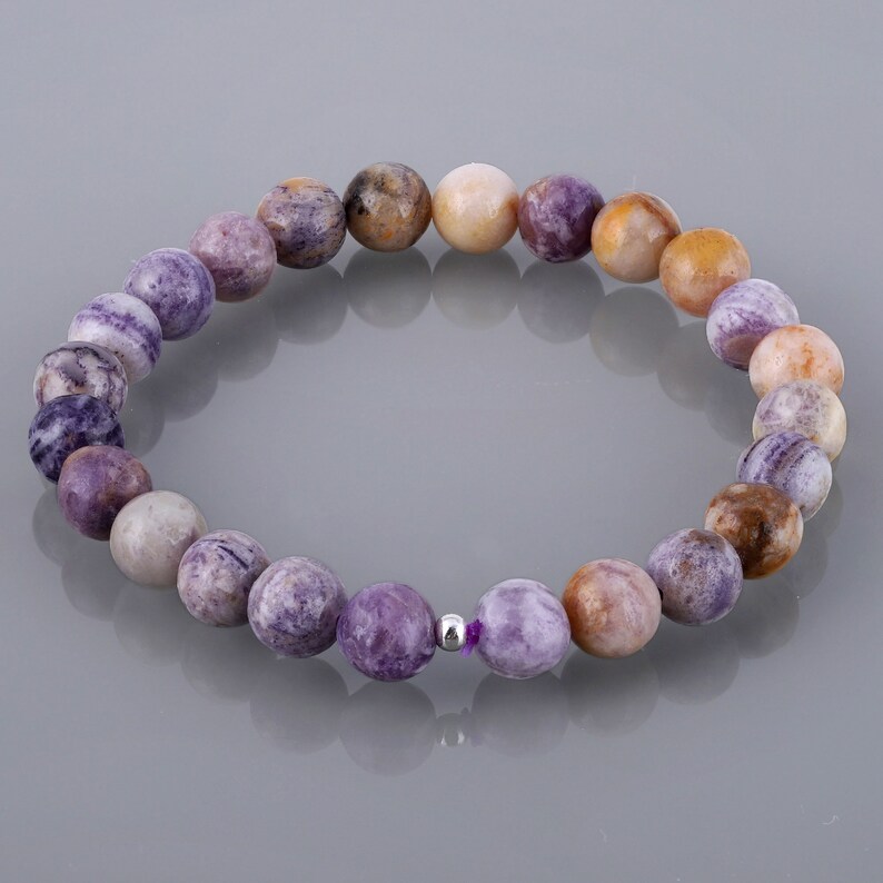 Purple Flower Jasper Gemstone Bracelet July Birthstone - Etsy