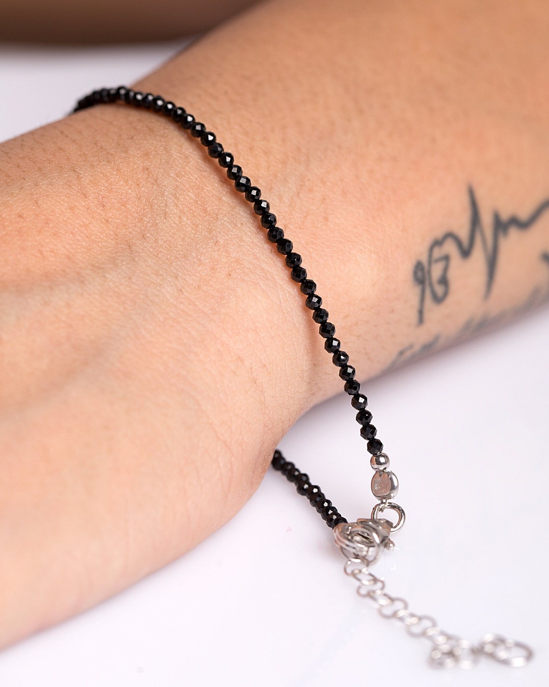 Black Spinel Bracelet, Beach Jewelry, Spinel Jewelry, Wedding Bracelet ...