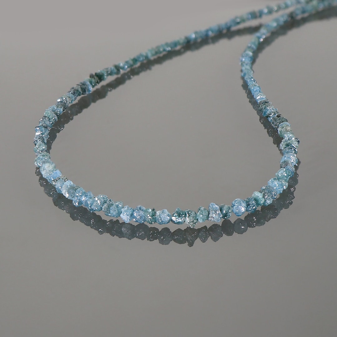Blue Diamond Necklacerough Diamond Necklace Natural Blue - Etsy