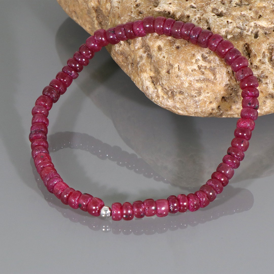 Natural Ruby Bracelet, Genuine Ruby Jewelry, July Birthstone Gift ...