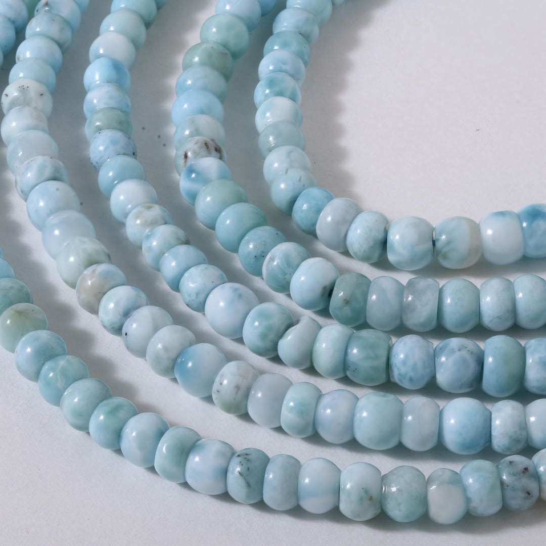 Larimar Rondelle Beads Necklace From Dominican Republic Soft Soothing ...