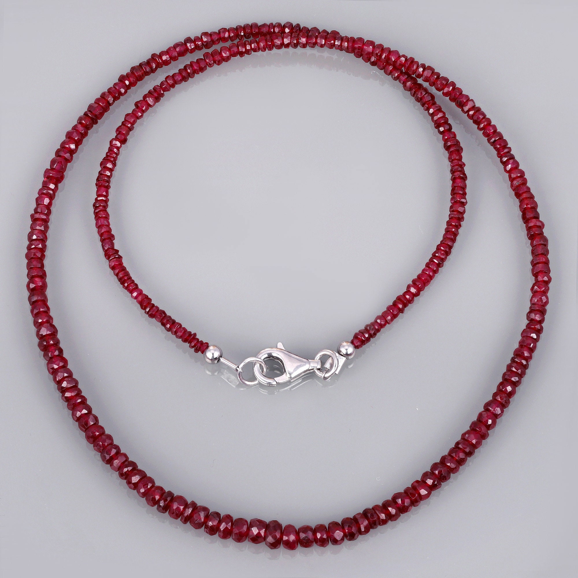 Ruby Necklace Beaded Necklace Gemstone Beads Necklace Red | Etsy