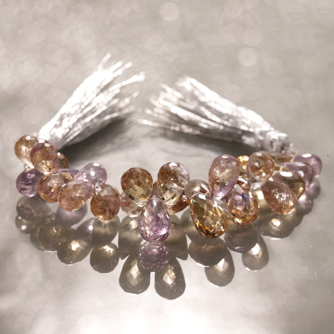 Ametrine Faceted Drop Shape, 10 Cm Strand Natural Ametrine Gemstone ...