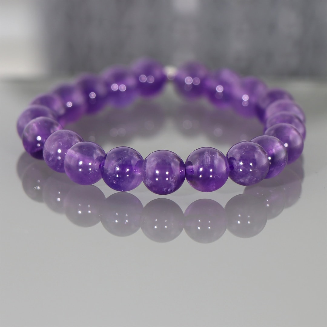 Purple Amethyst Bracelet, Purple Crystal Bracelet, Purple Gemstone ...