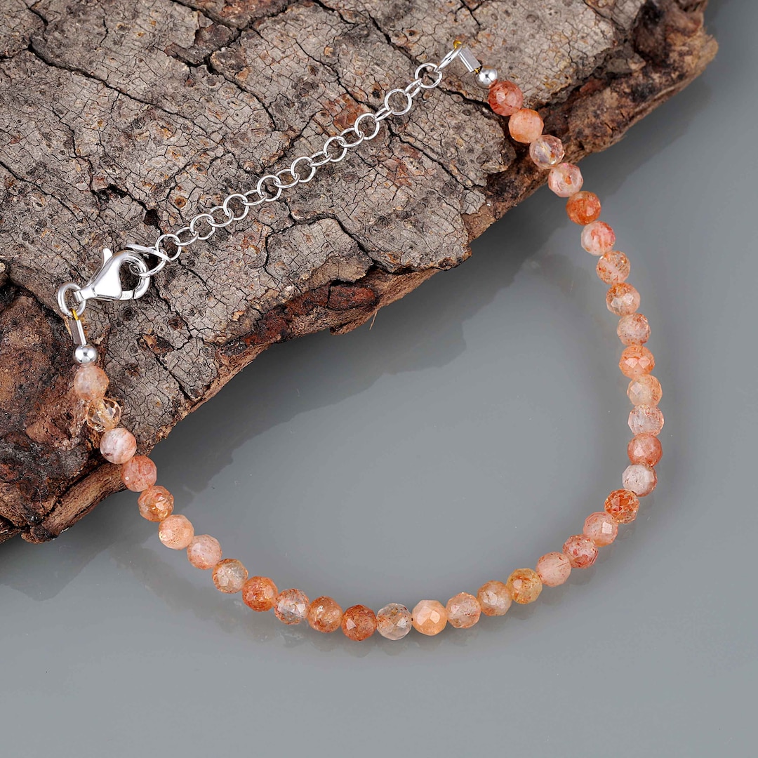 Sonnenstein Armband Echter Sonnenstein Schmuck Handgemachte Edelstein Armband Sonnenstein Perlen ...