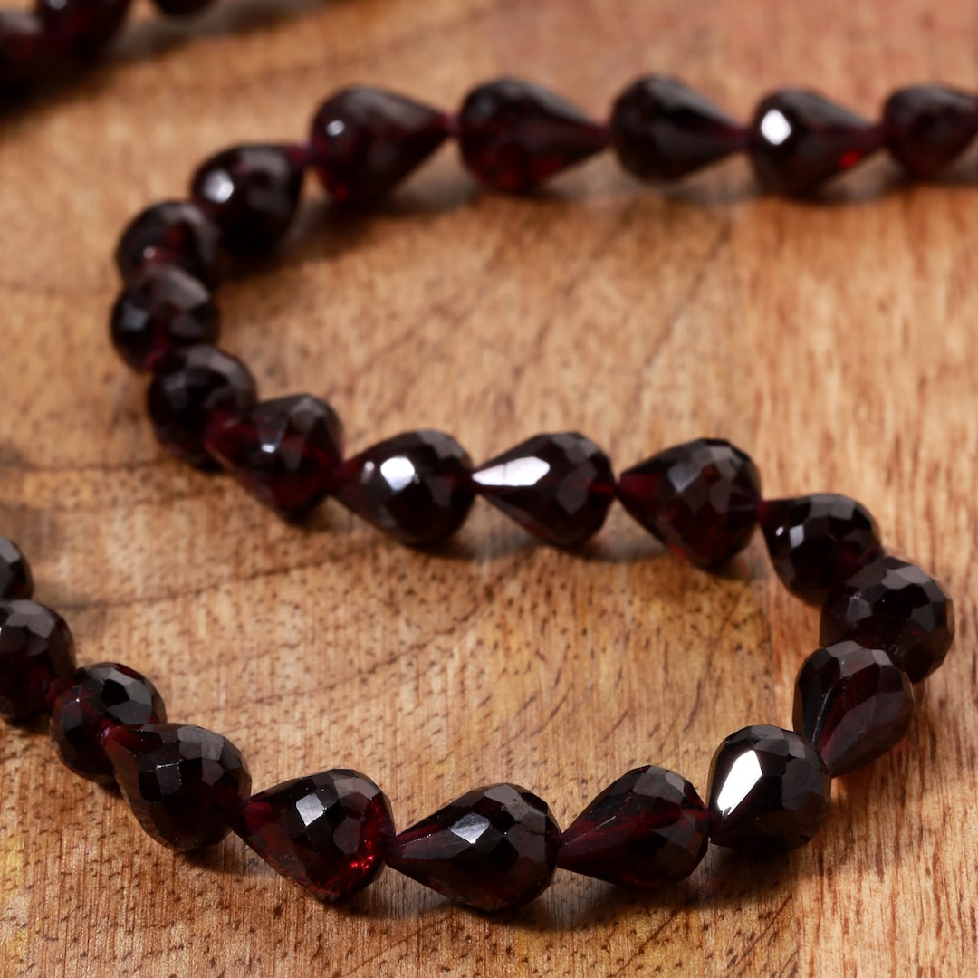 Mozambique Garnet Necklace, Teardrop Necklace, Sterling Silver Necklace ...