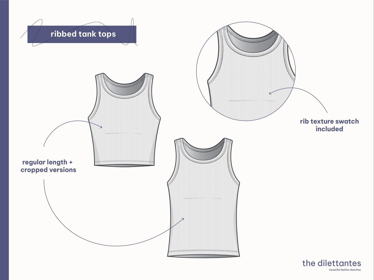 Rib Cropped Crop Top - Vector Mockup Pack Fashion Illustrator Vector ...