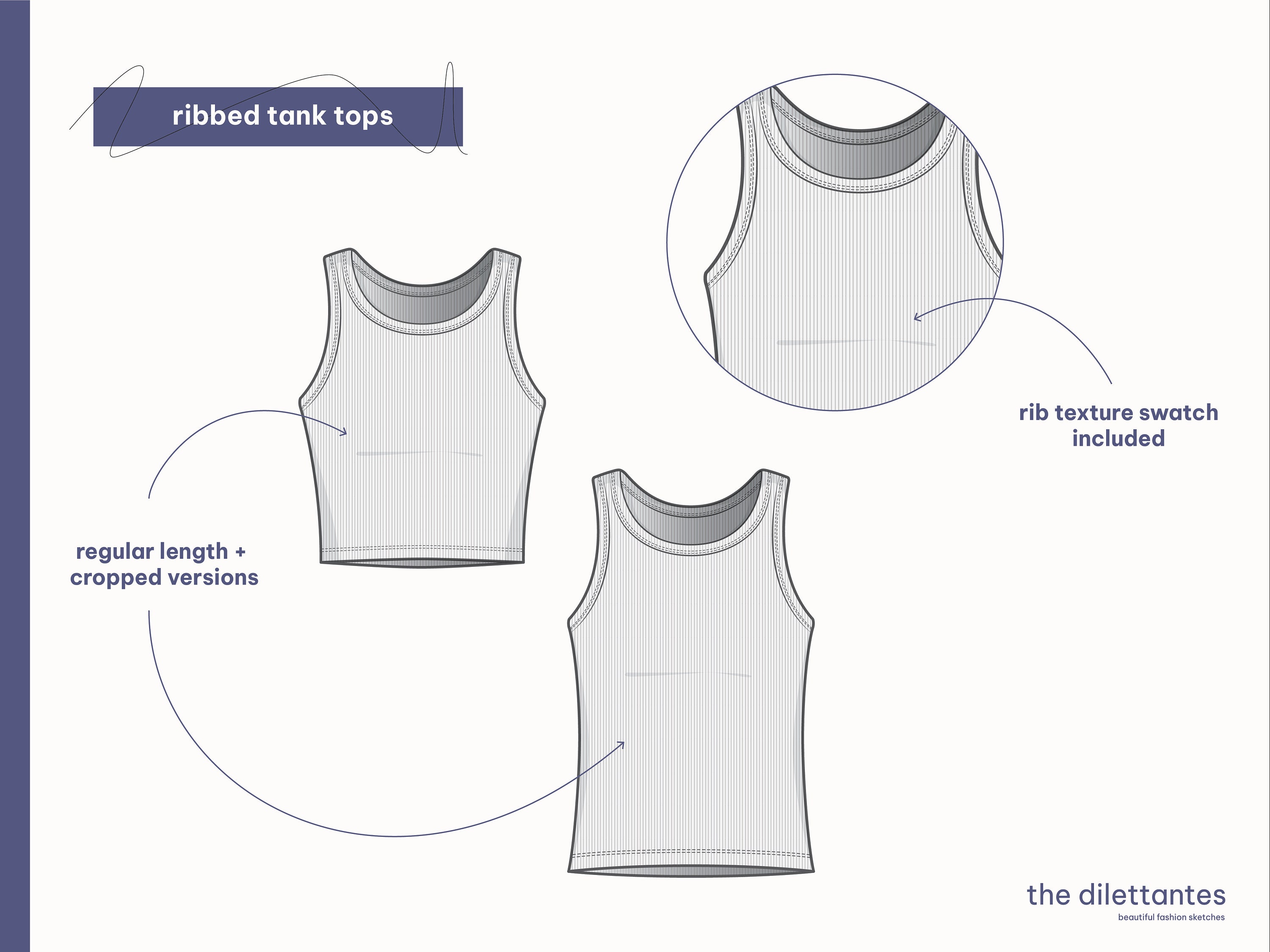 Rib Cropped Crop Top - Vector Mockup Pack Fashion Illustrator Vector ...