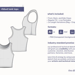 Rib Cropped Crop Top - Vector Mockup Pack Fashion Illustrator Vector ...