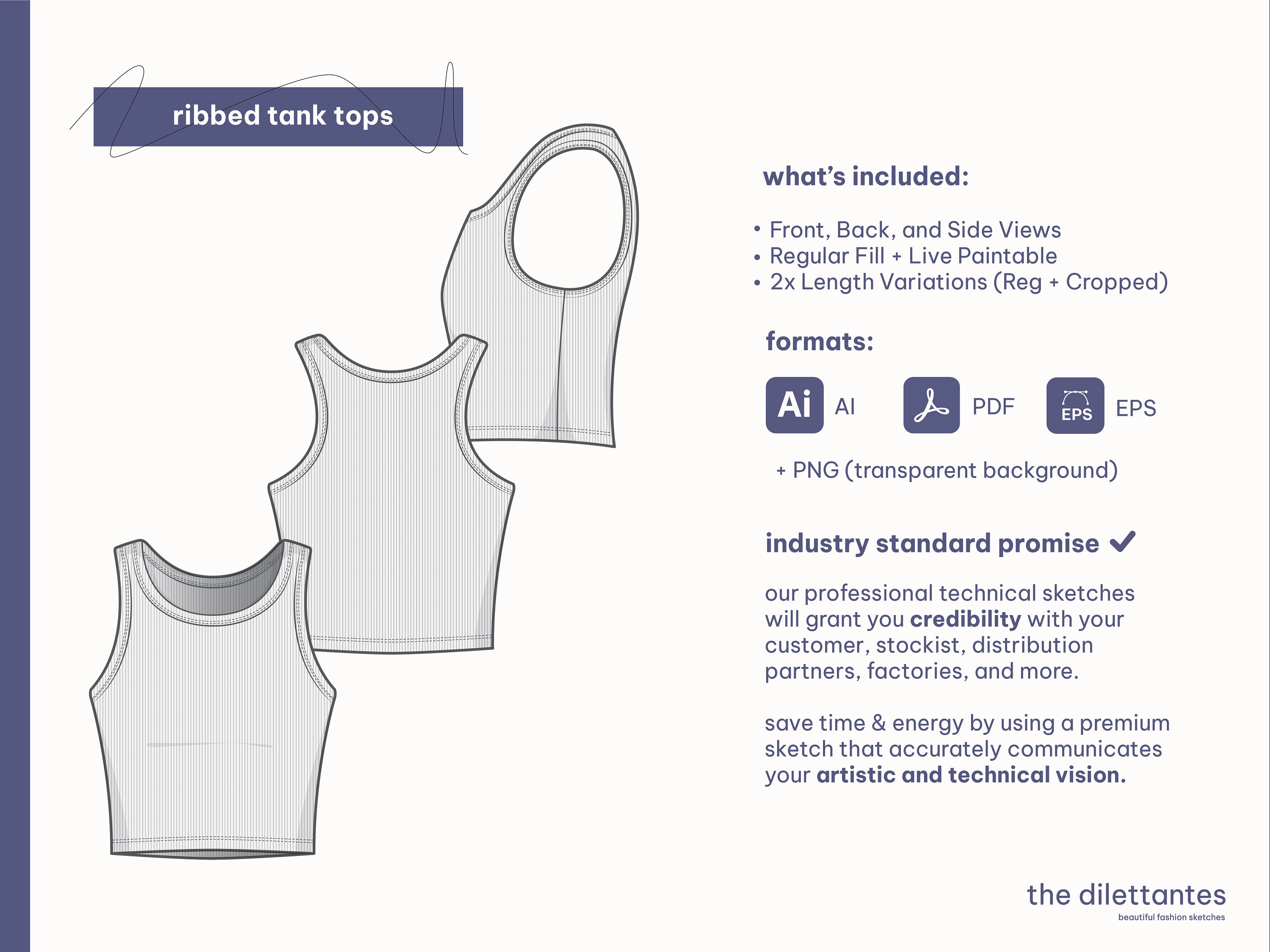 Rib Cropped Crop Top - Vector Mockup Pack Fashion Illustrator Vector ...