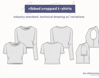 Rib Cropped Crop Top - Vector Mockup Pack Fashion Illustrator Vector ...
