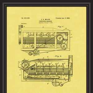 Thresher Patent Print Threshing Machine Agriculture Blueprint Vintage ...
