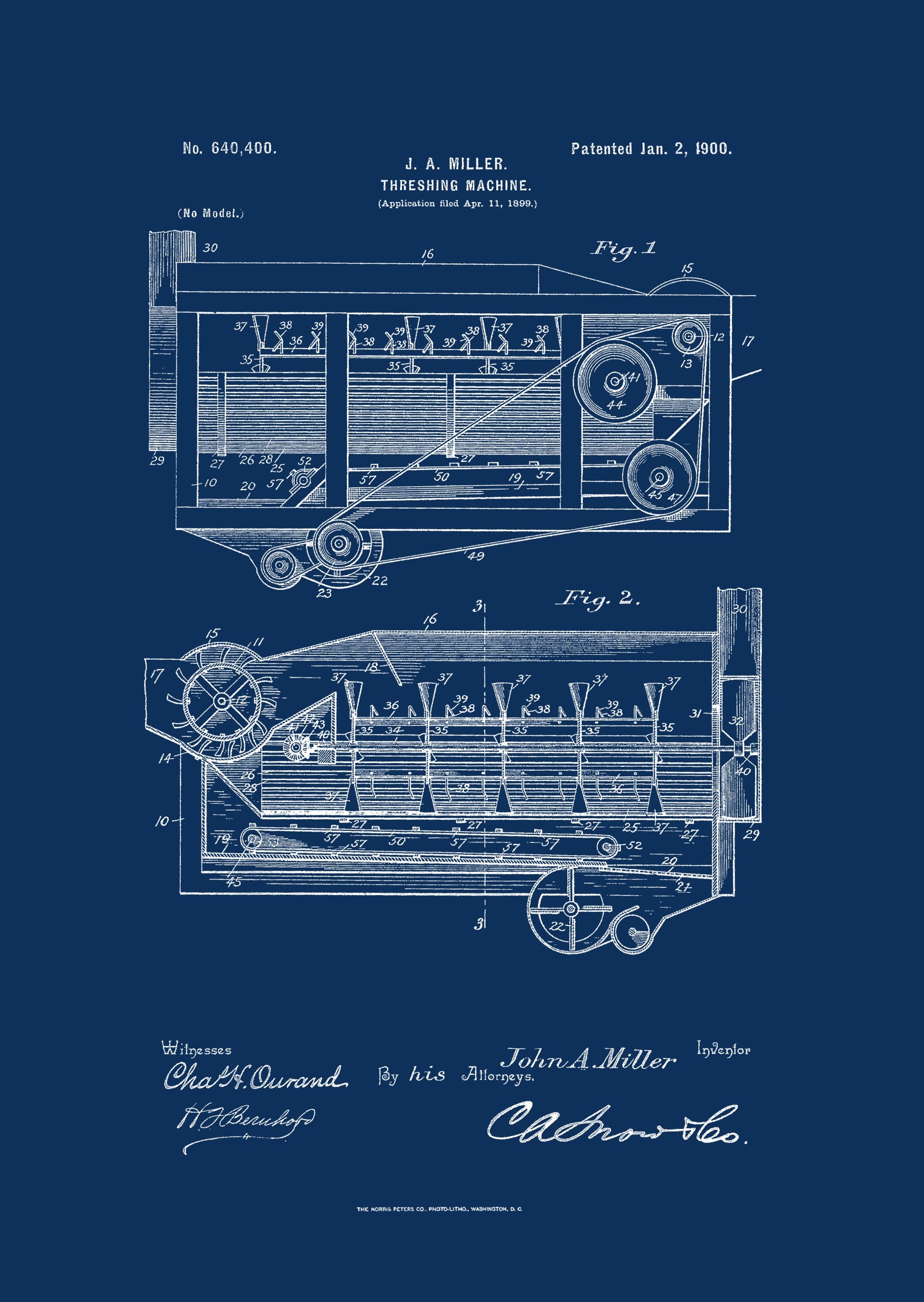 Thresher Patent Print Threshing Machine Agriculture Blueprint - Etsy