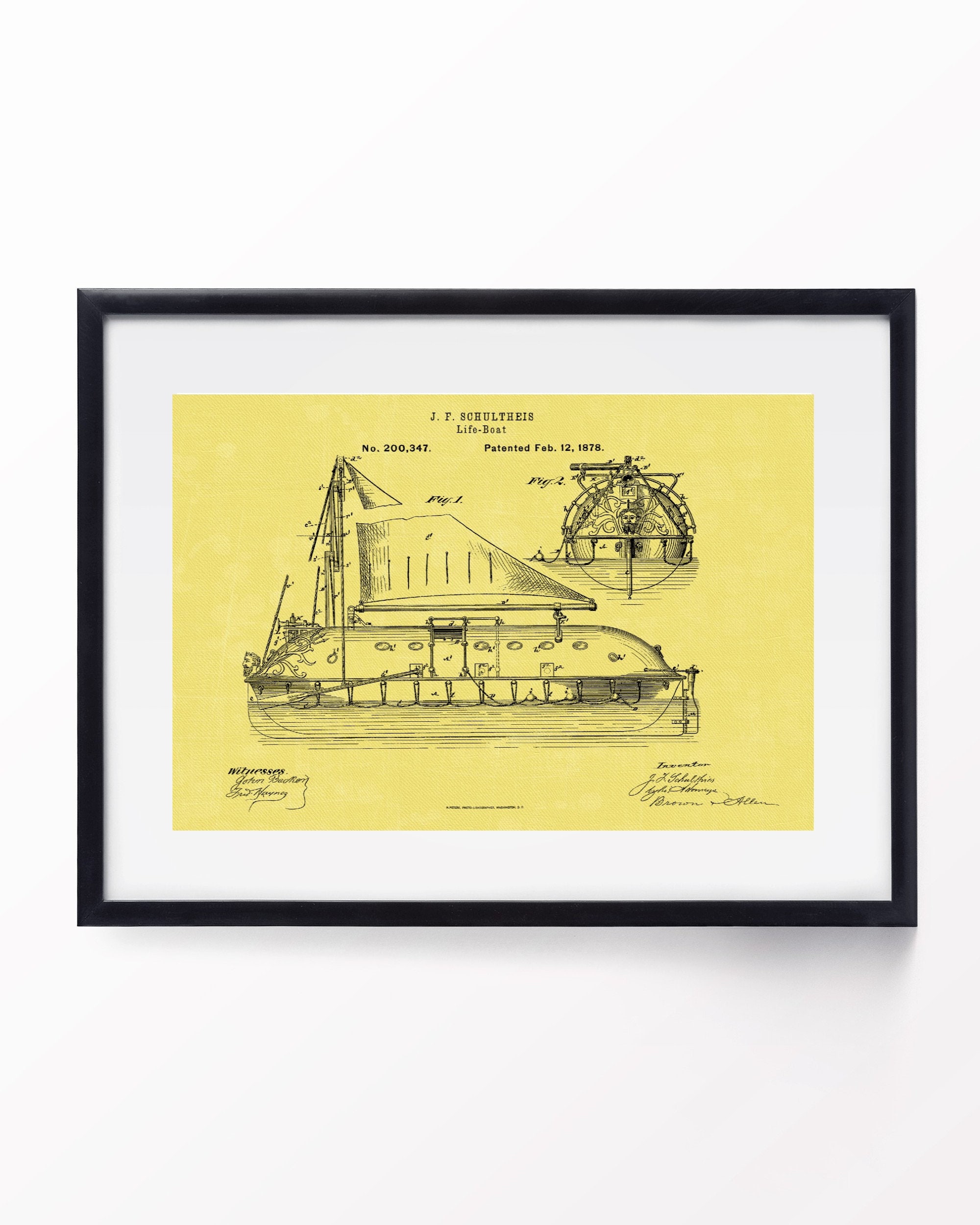 Lifeboat Blueprint Nautical Vintage Art 1878 Sailboat Design Beach ...