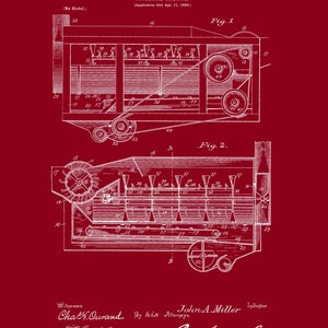Thresher Patent Print Threshing Machine Agriculture Blueprint Vintage ...