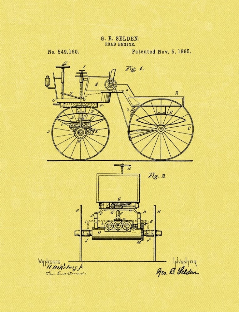 Road Motor Patent Art Print Auto Motor Blueprint 1895 Road - Etsy.de