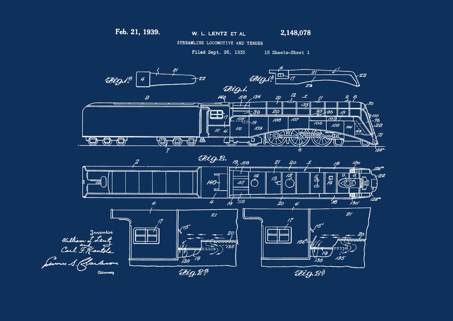 Steam Engine Patent Print 1939 Locomotive and Tender Drawing Railroad ...