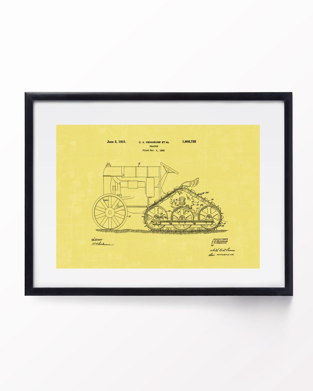 Vintage Tractor Patent Print, 1931 Farm Machinery Blueprint (digital ...