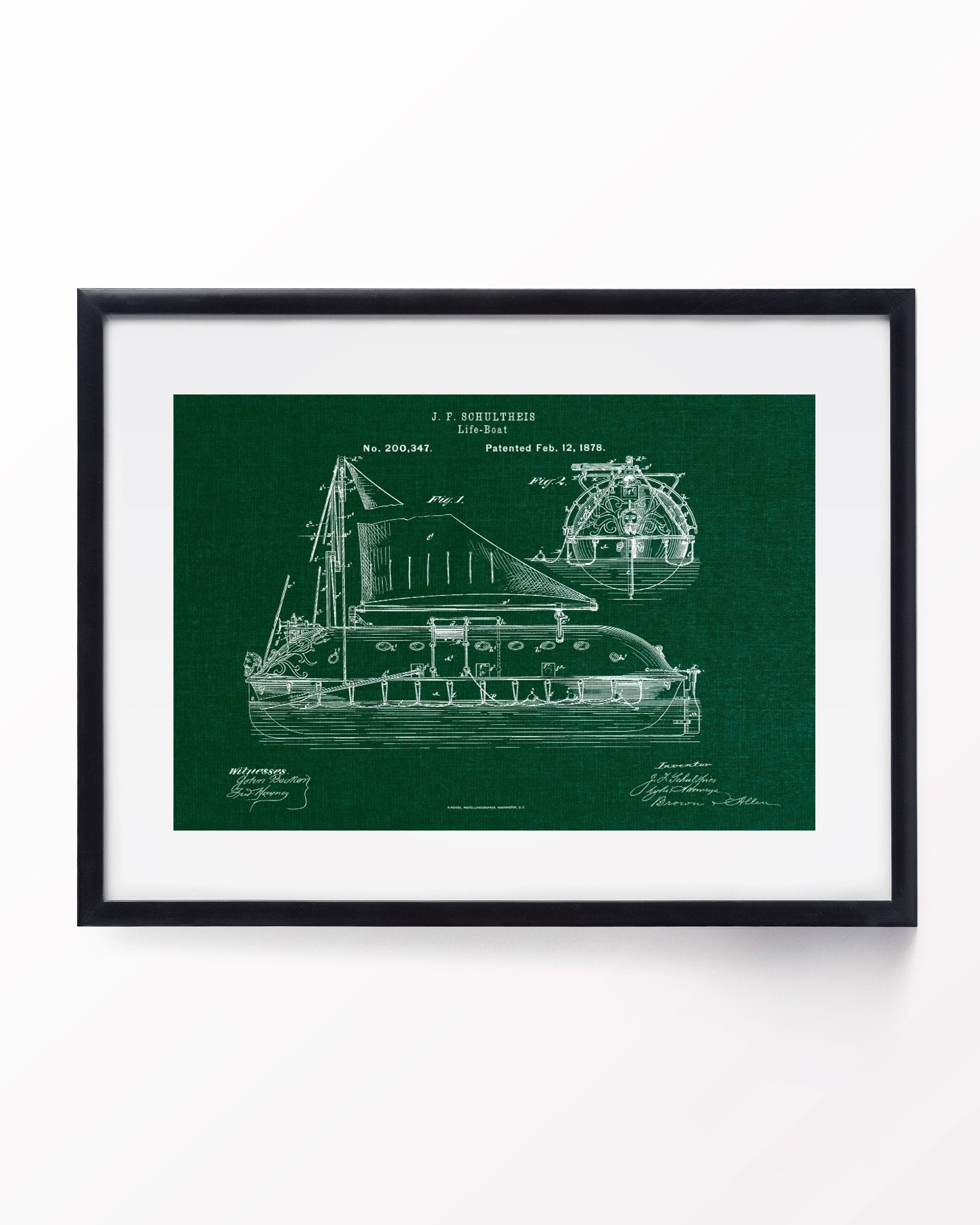 Lifeboat Blueprint Nautical Vintage Art 1878 Sailboat Design Beach ...