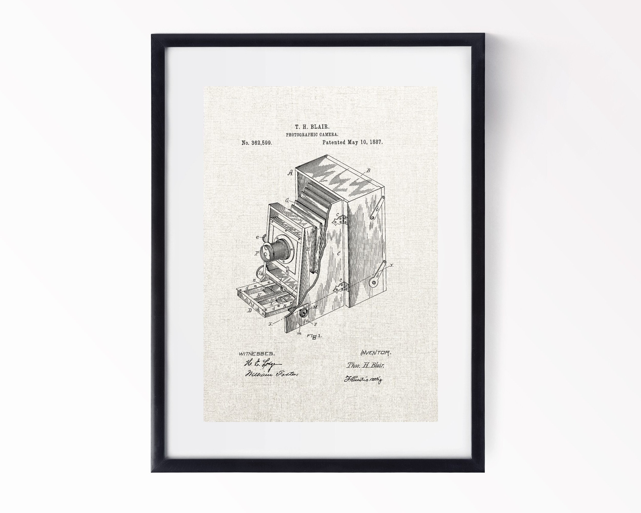 Bellows Camera Patent Print 1887 Photo Art Accordion-type Portable Box ...