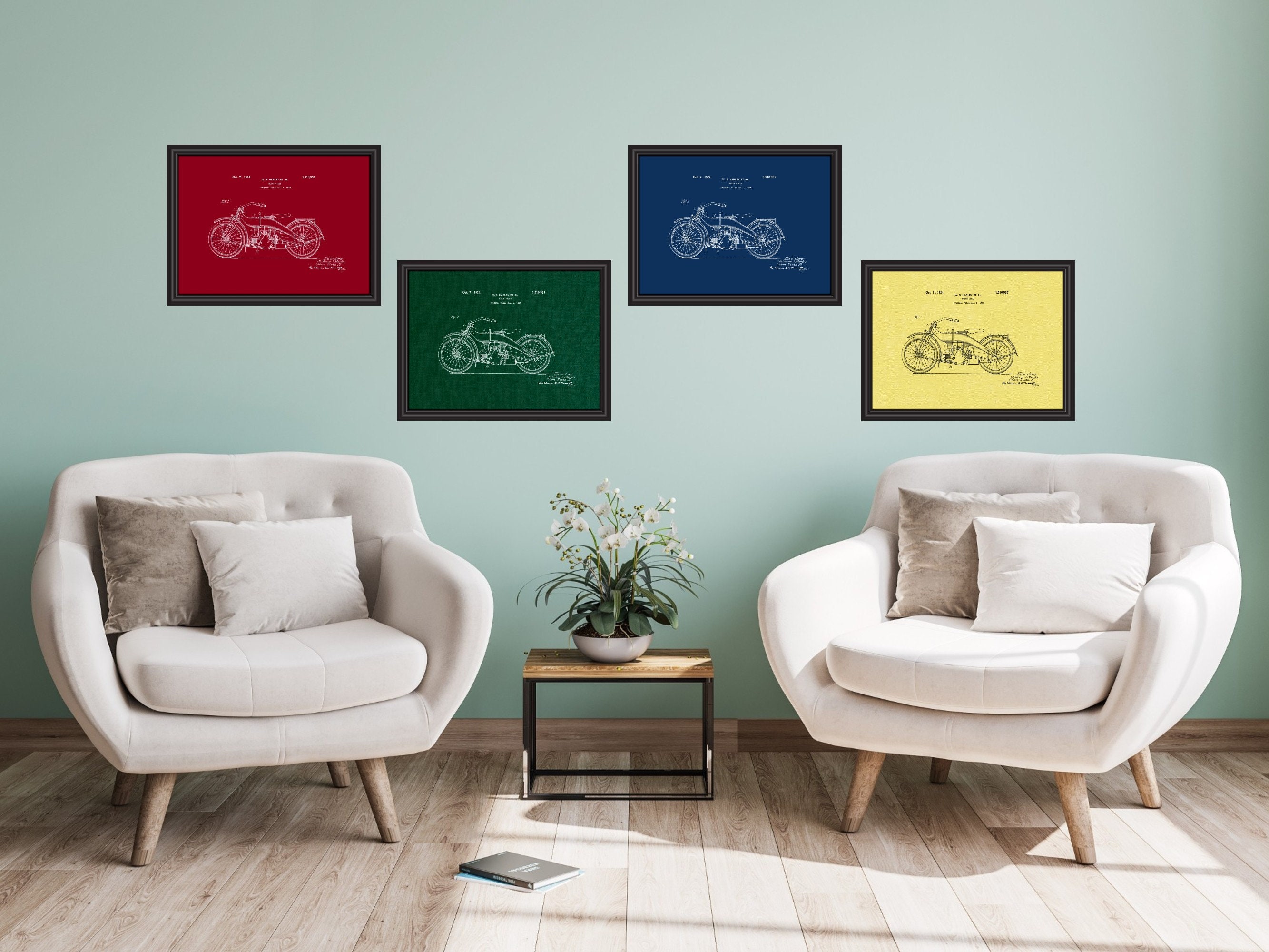 Vintage Harley Davidson PatentDruck 1924 Motorrad Blaupause Frühes ...