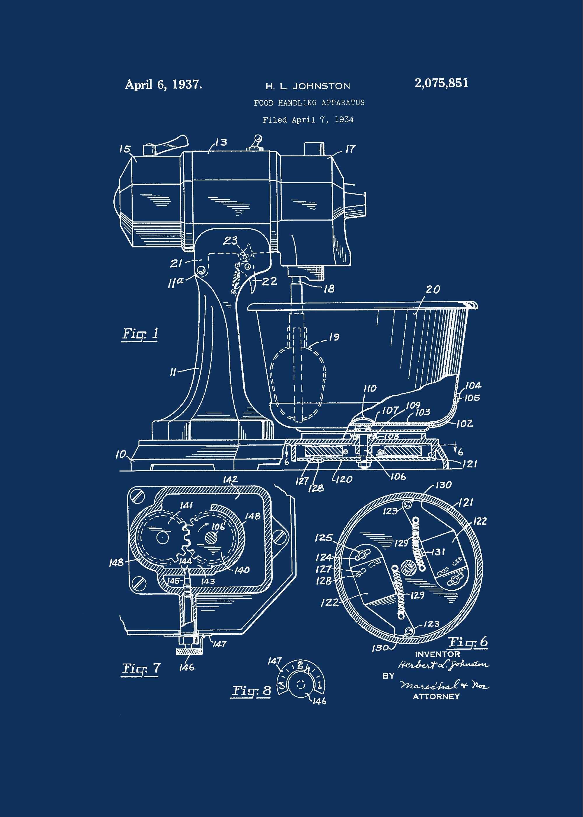 Kitchen Art 1937 Food Mixer Patent Print Baking Blueprint - Etsy