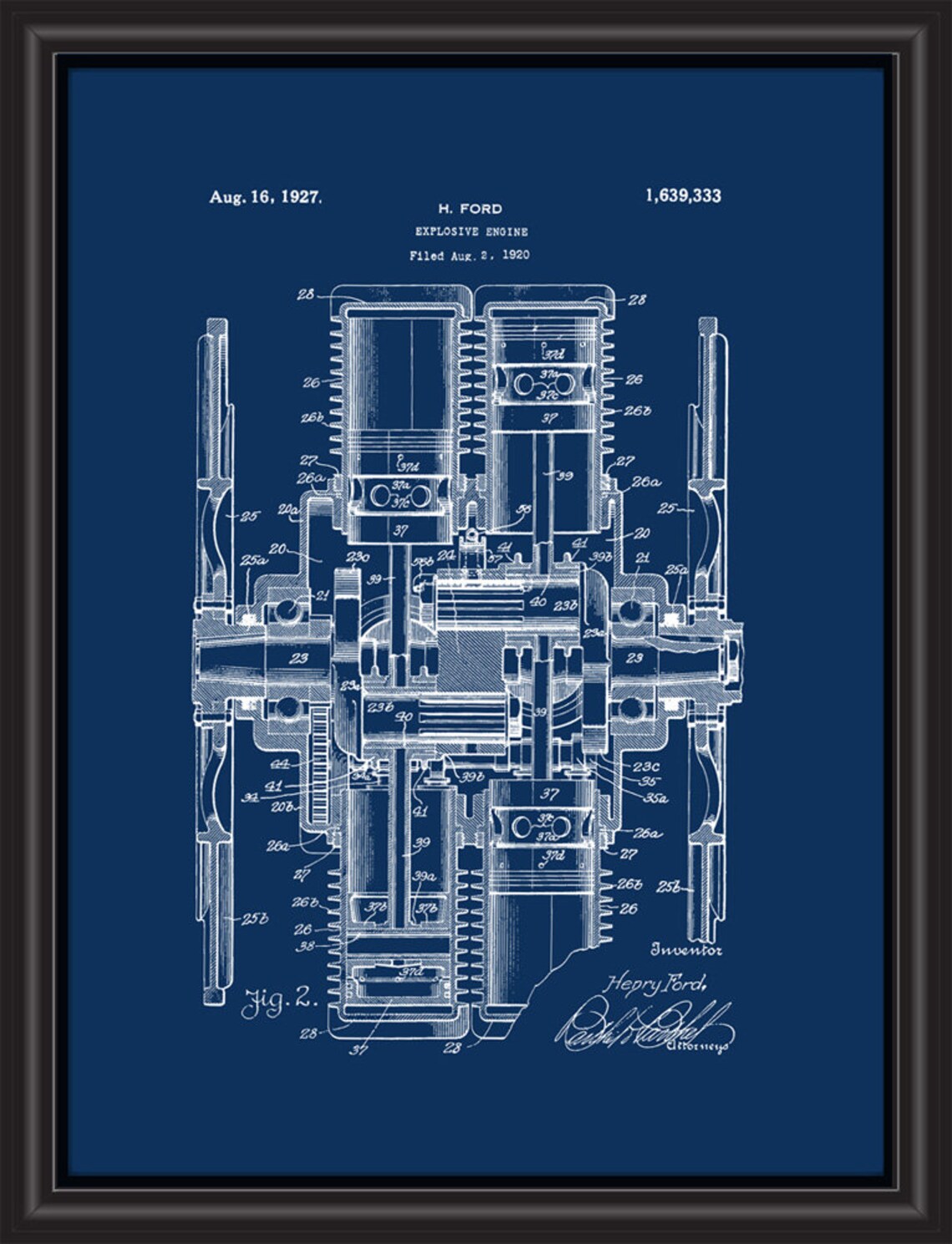 Ford Engine Patent Print Henry Ford Art Blueprint 1927 | Etsy