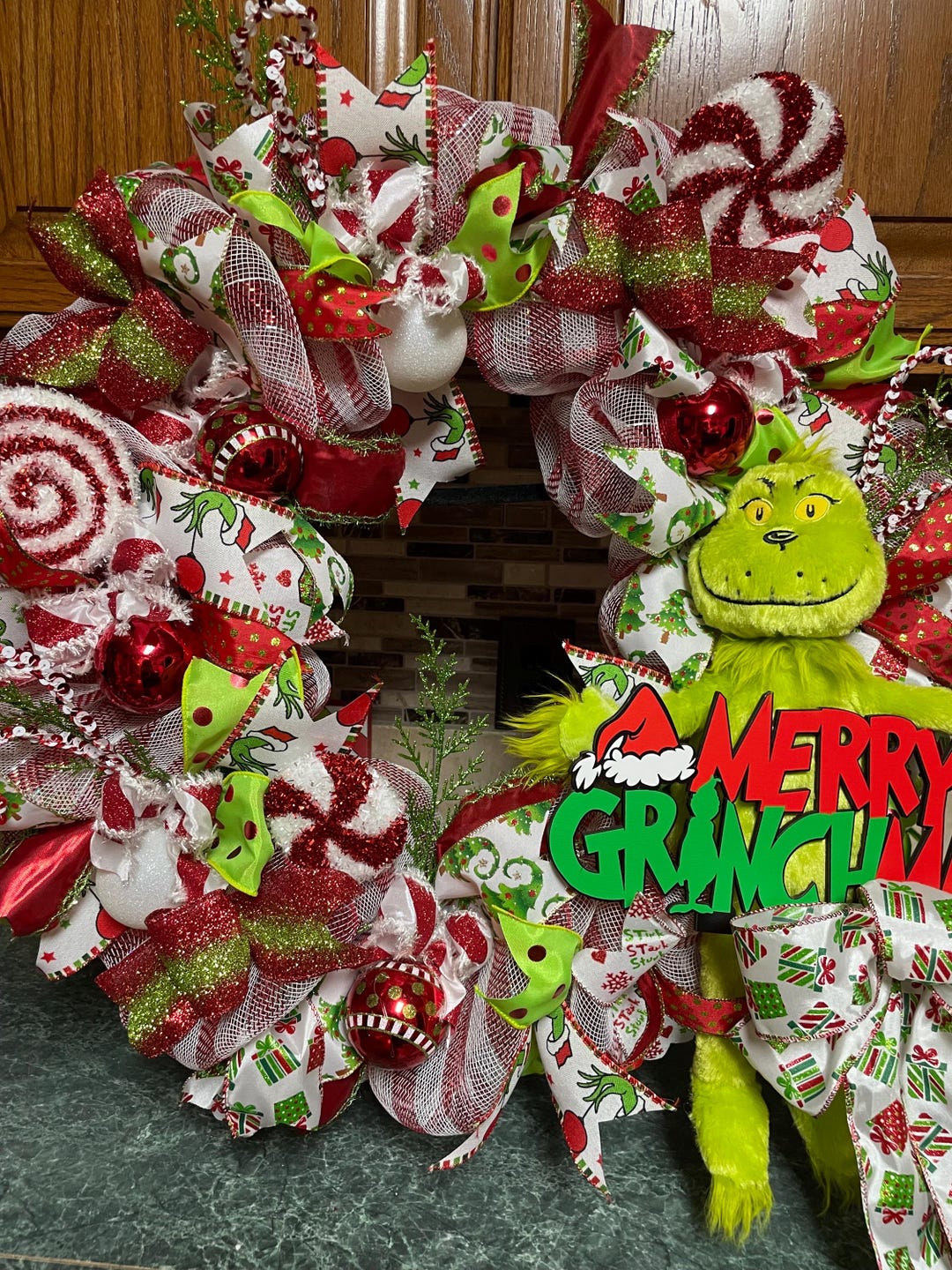 Extra Large Hand Crafted Grinch Christmas Wreath With All the Bells and ...